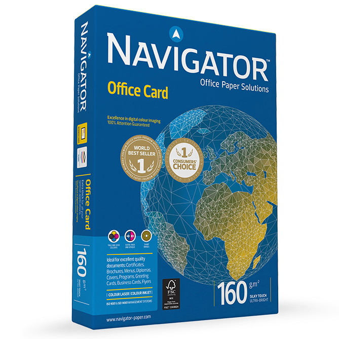 Kopipapir hvid 160g A4 (250) Navigator Office Card - Daarbak Redoffice A/S