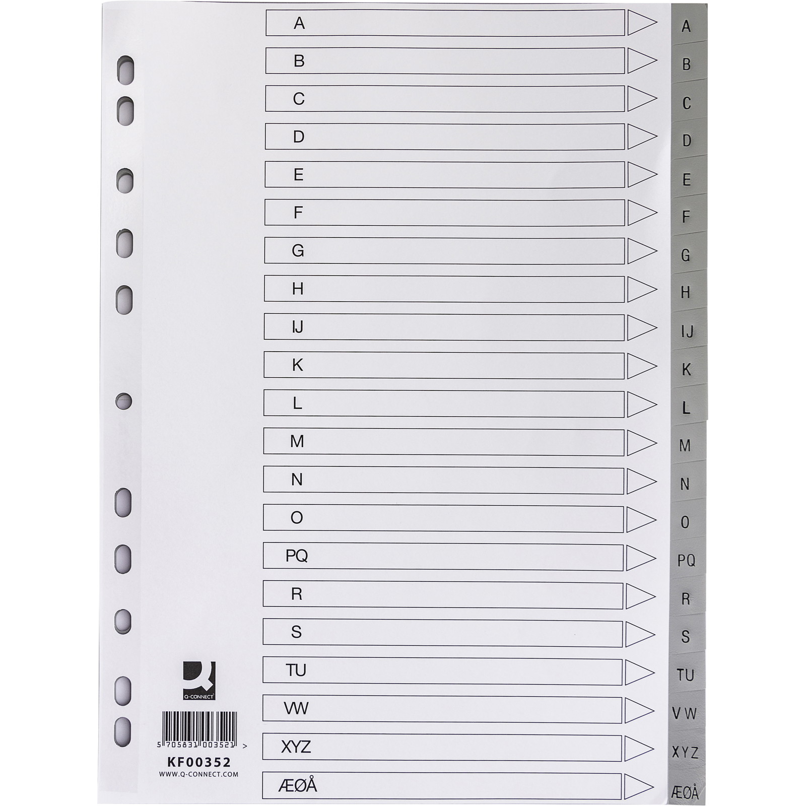 Q-connect register A4 A-Å plast grå - Daarbak Redoffice A/S