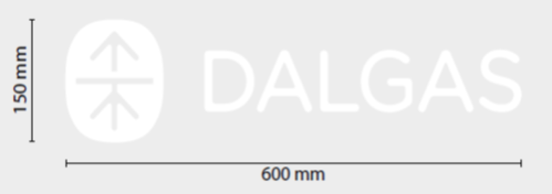 Klæber, Dalgas, hvid. Løse bogstaver. B:600 x H:150 mm. Til maskiner ...