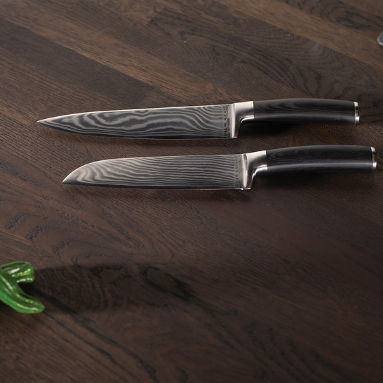 ByGaard Damascus knivsæt Sort Stål - Daarbak Redoffice A/S